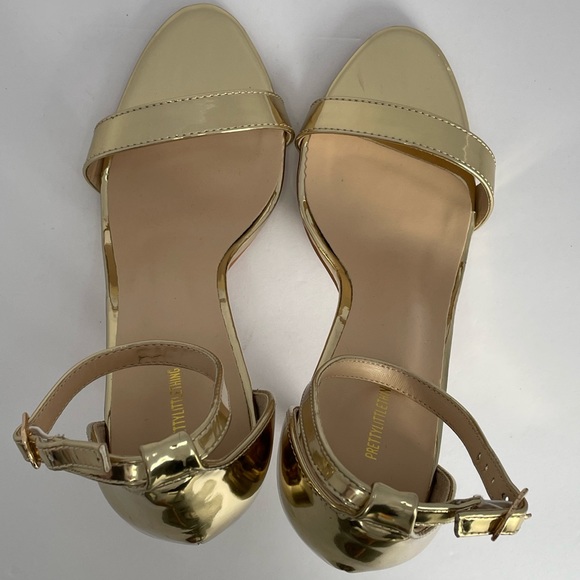 PrettyLittleThing | Shoes | Pretty Little Thing Gold Metallic Heeled ...